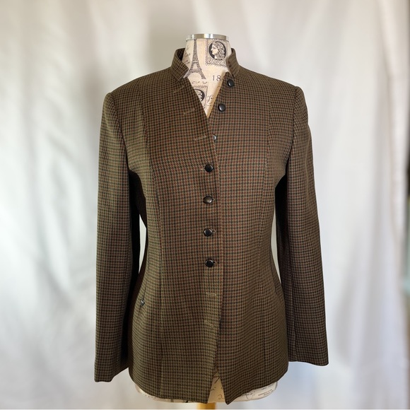 NYP Suits | Jackets & Coats | Nyp Suits Brown Vintage Houndstooth Womens Blazer | Poshmark